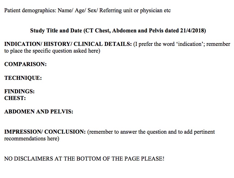 Anatomy of the Radiology Report – Cafe Roentgen